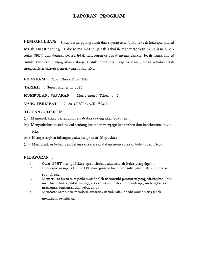Laporan Program SPBT | PDF