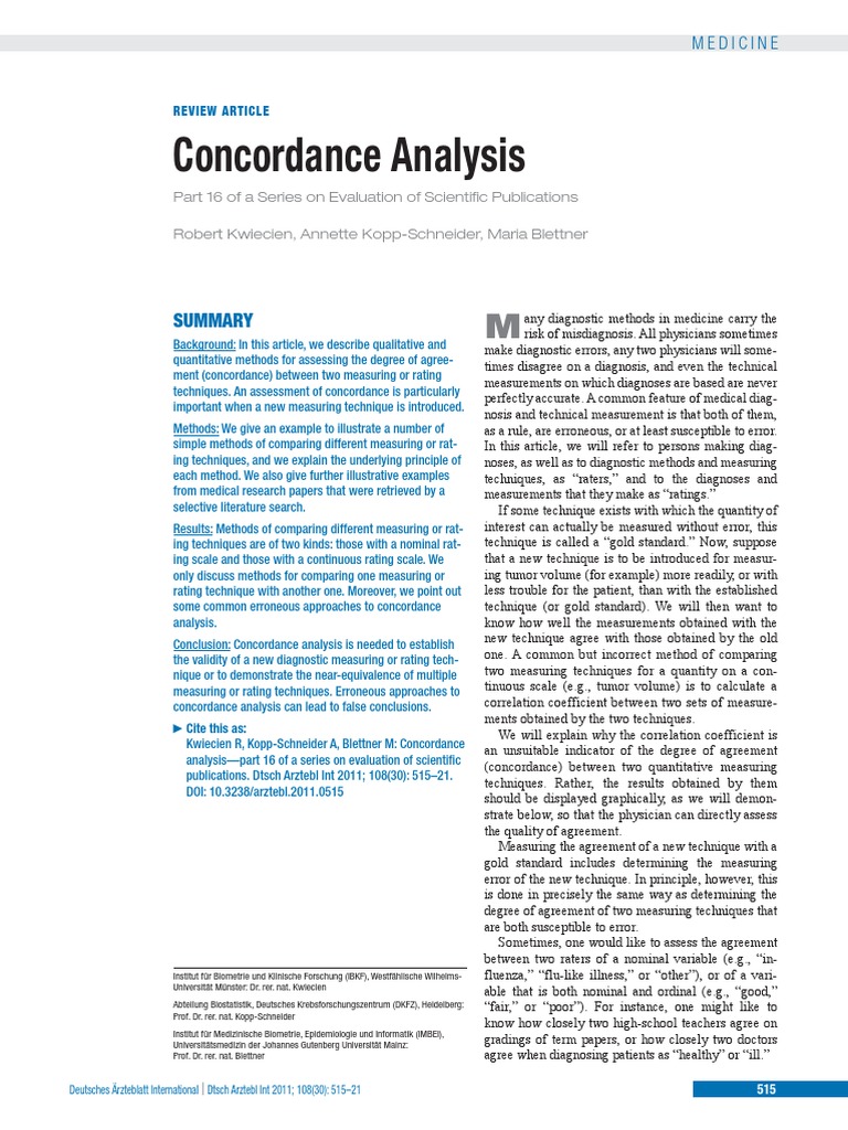 Concordance Analysis | PDF | Correlation And Dependence | Statistical ...