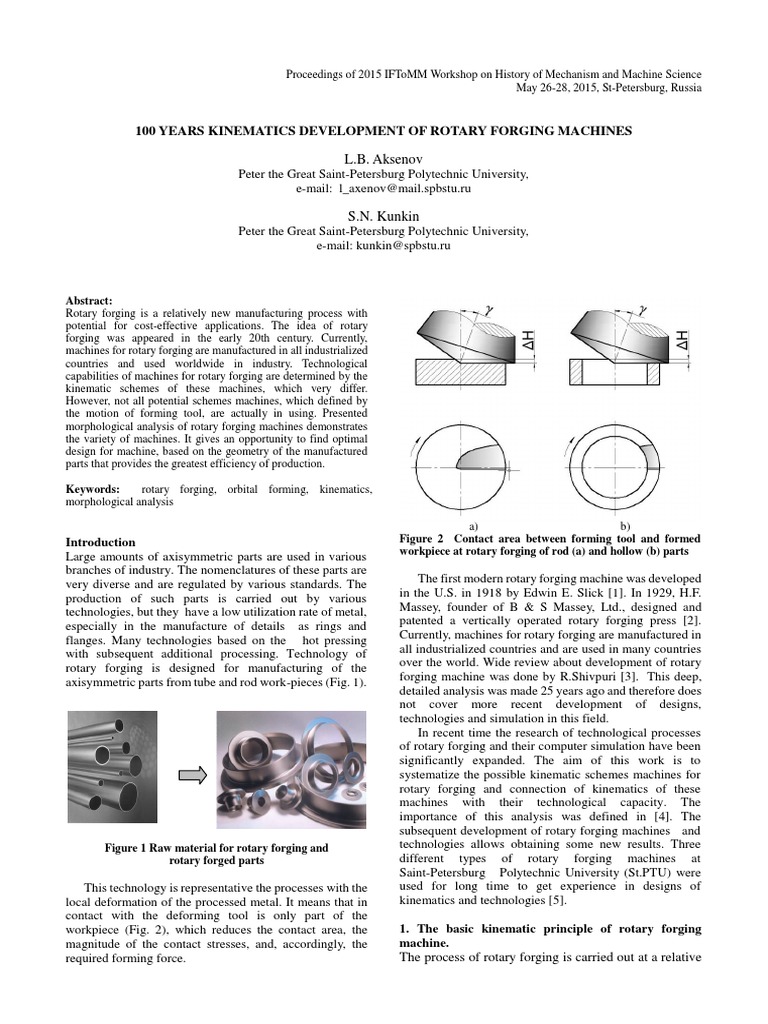 100 Years Kinematics Development of Rotary Forging Machines | PDF ...
