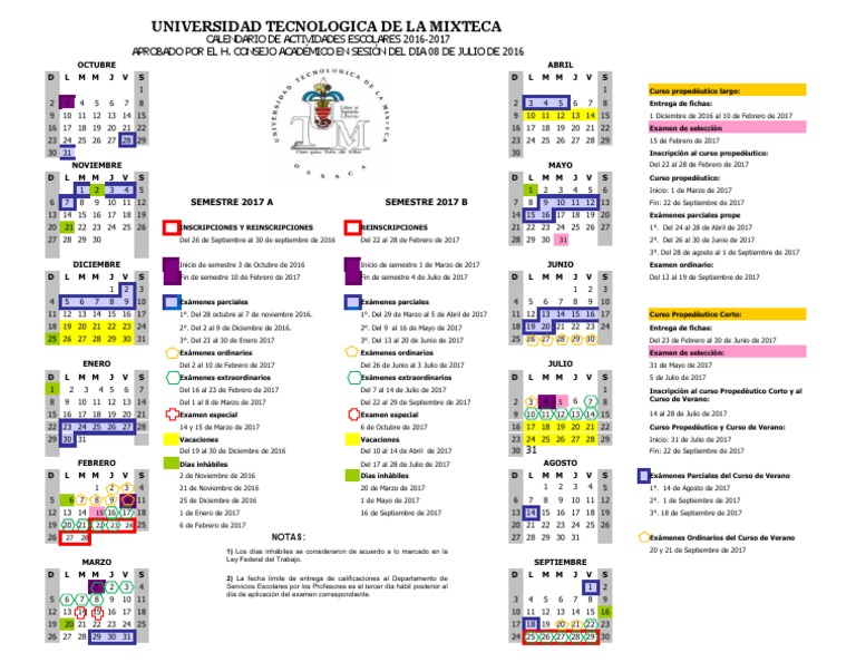 Calendario Escolar 2016-2017 UTM | PDF | Calendario