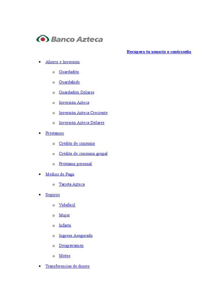Archivo de Banco Azteca | PDF | Bancos | Servicio financiero y comercial