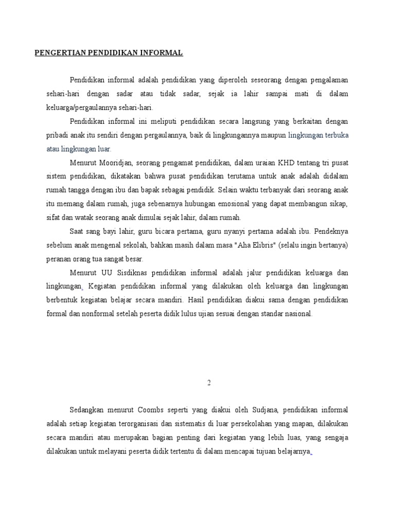 Pentingnya Pendidikan Informal Anak | PDF