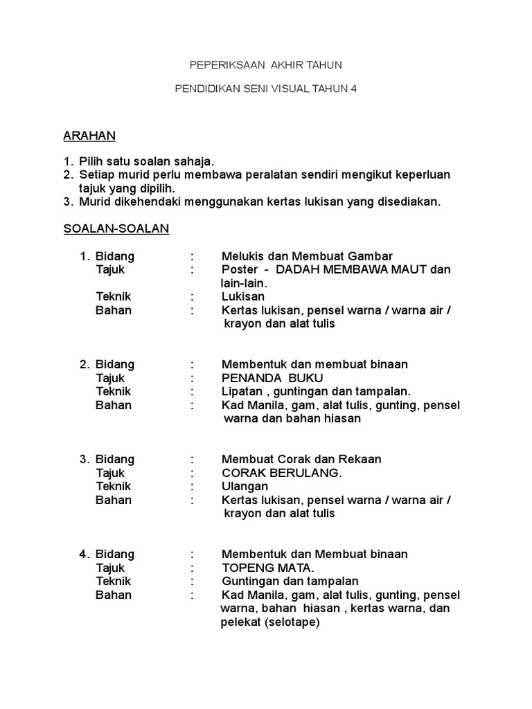 Soalan PSV Tahun 4 | PDF