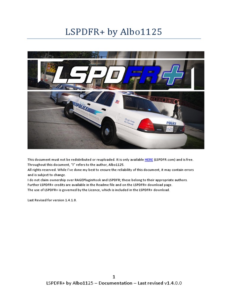 LSPDFR+ Installation and Features Guide | PDF | Traffic Stop | Backup