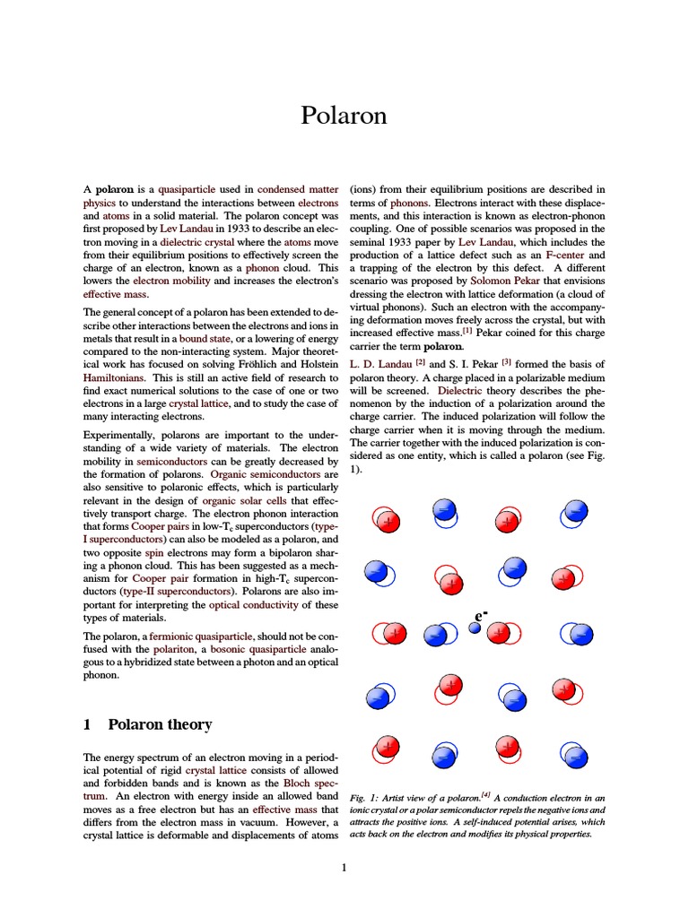 Polaron | PDF | Condensed Matter | Chemical Product Engineering