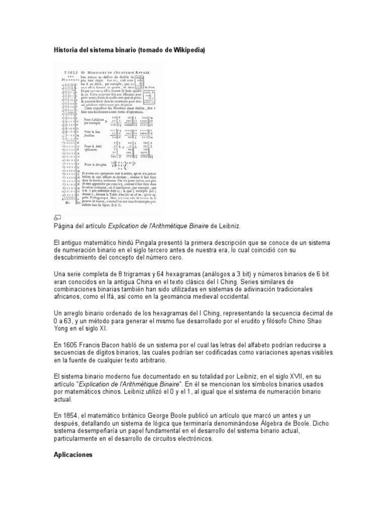Historia Del Sistema Binario | PDF | Sustracción | Objetos matemáticos