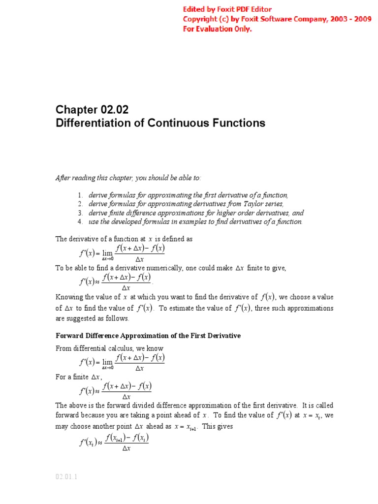 Numerical Differentiation Pdf Download Free Pdf Finite Difference Derivative
