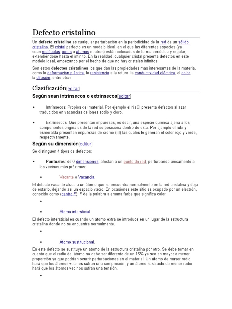 Defectos cristalinos: tipos y propiedades | PDF | Dislocación | Defecto ...