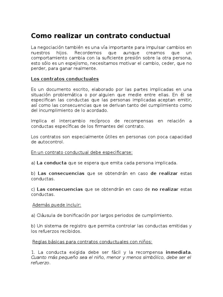 Contrato Conductual: Tipos Y Ejemplos – XULT