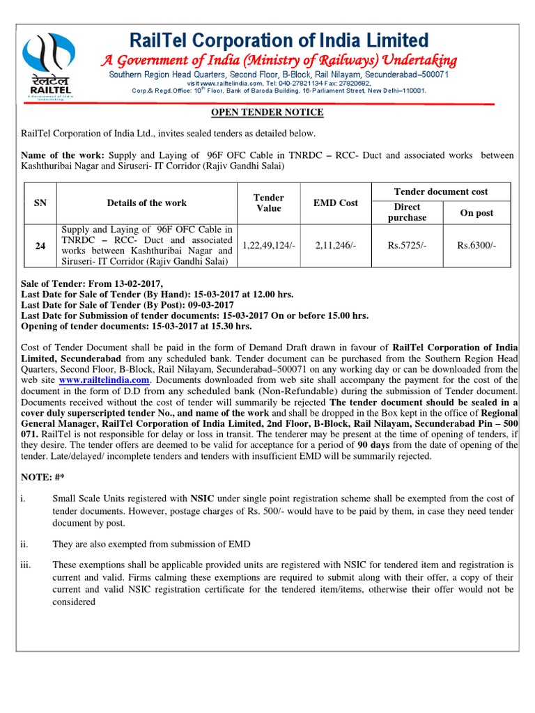 Tender Notice | PDF | Government | Business