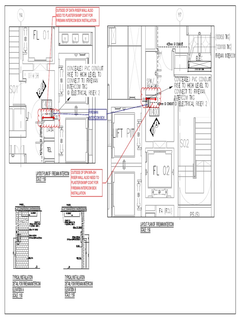 LAYOUT 1 - Fireman Intercom Typical Installation Details Layout Plan | PDF