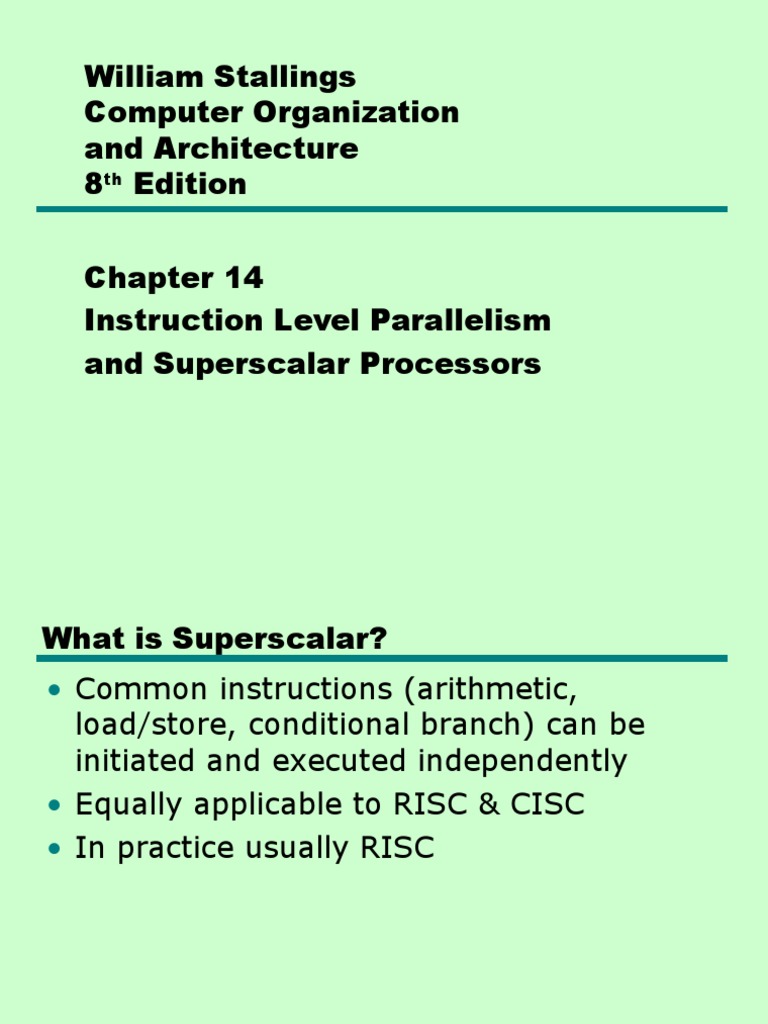 William Stallings Computer Organization And Architecture 8 Edition Instruction Level Parallelism