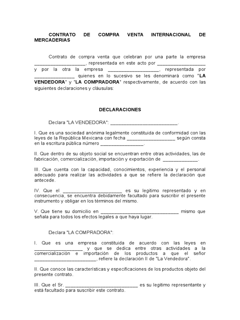 Modelo Contrato De Compraventa Internacional – RMONYJ