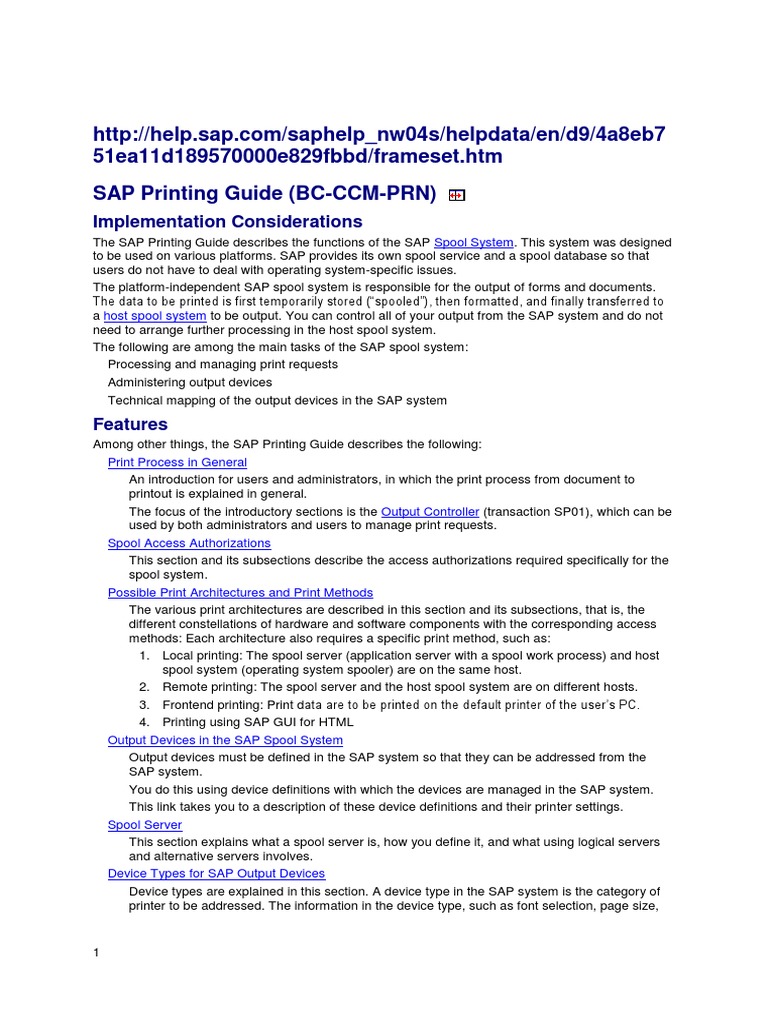SAP Printing Guide | PDF | Portable Document Format | Input/Output