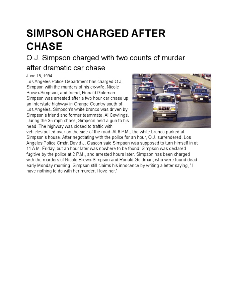 Simpson Charged After Chase | PDF