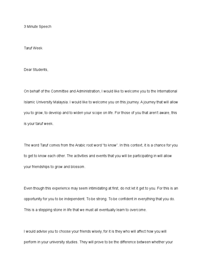 3 Minute Speech | PDF | Islamic Theology | Religious Faiths