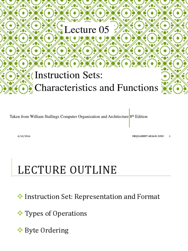 Lecture 05 | PDF | Instruction Set | Subroutine