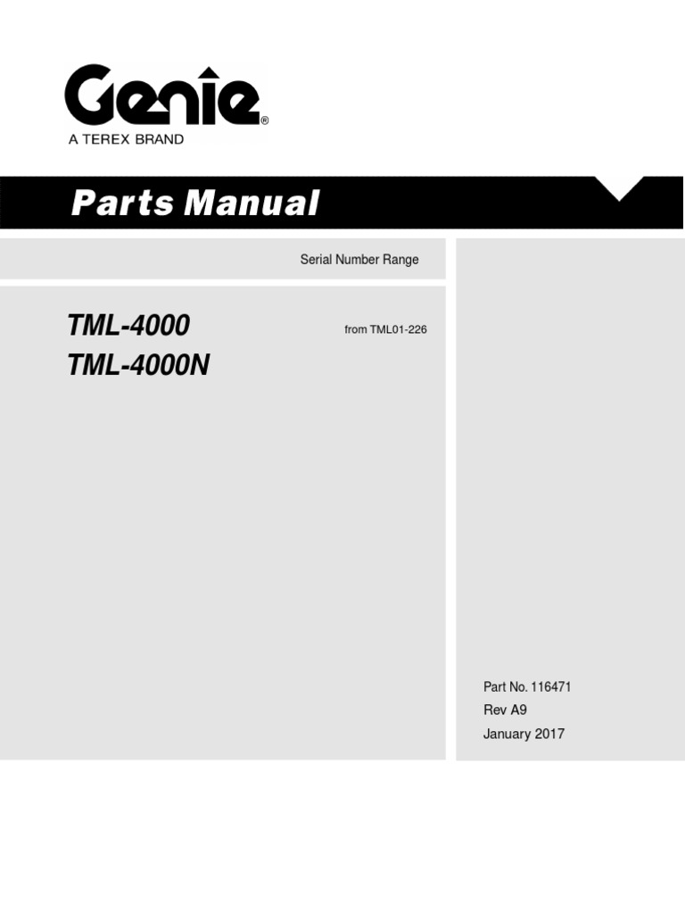 Serial Number Range Guide for Genie TML-4000 Parts Manual | PDF