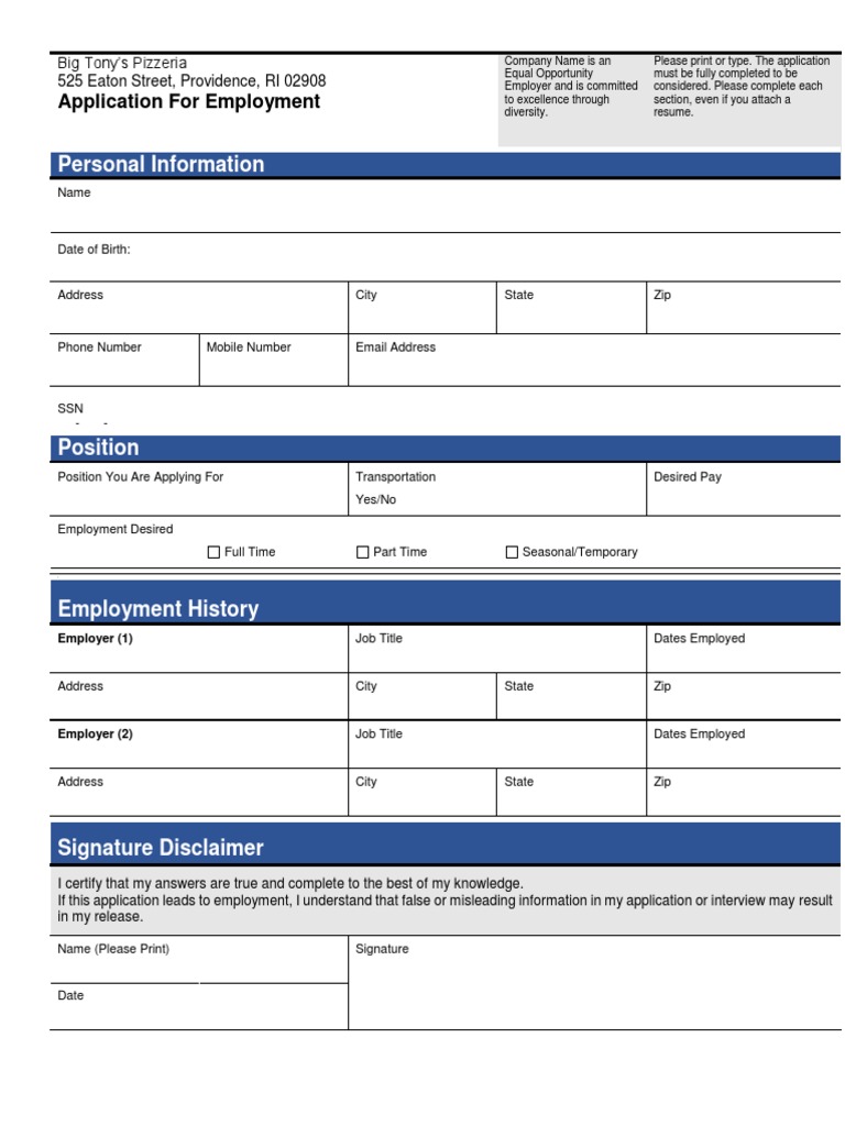 Employment Application: Desired Pay Info | PDF