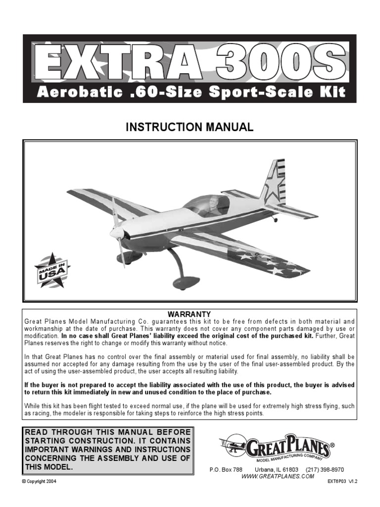 Instruction Manual: Warranty | PDF | Spar (Aeronautics) | Airplane