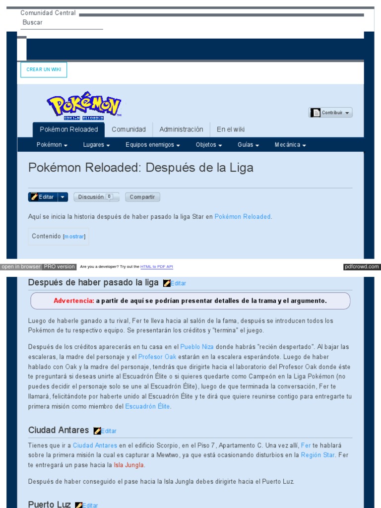 Es Pokemonreloaded Wikia Com Wiki Pok C3 A9mon Reloaded Des | PDF ...