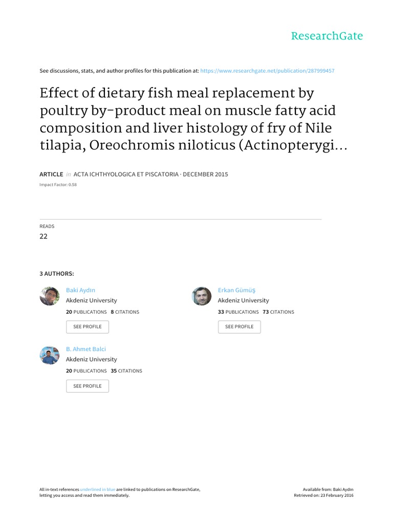 Fish Meal Replacement in Nile Tilapia | PDF | Polyunsaturated Fat ...