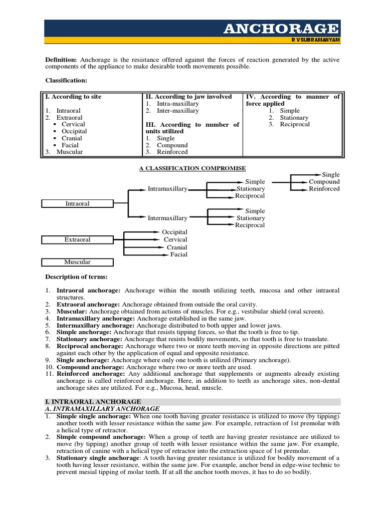 Anchorage | PDF | Tooth | Dentistry Branches