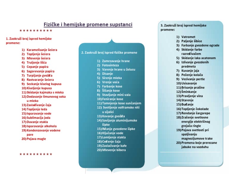 Fizicke I Hemijske Promene Supstanci | PDF