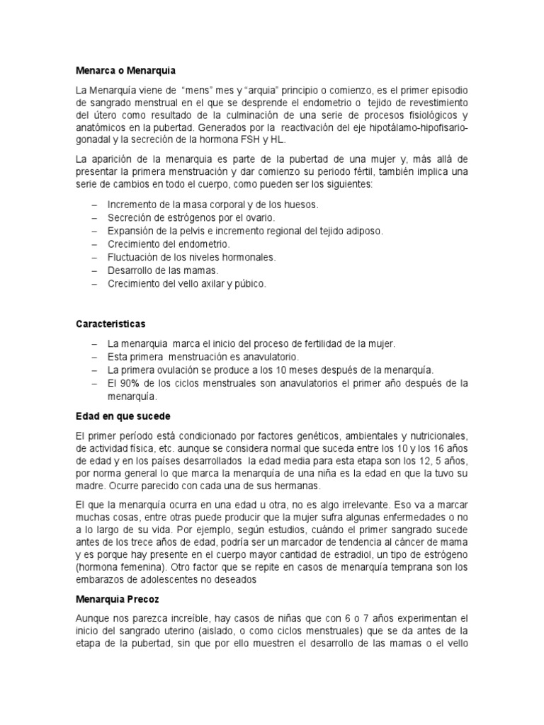 Menarca: Inicio de la menstruación | PDF | Ciclo menstrual | Menstruación