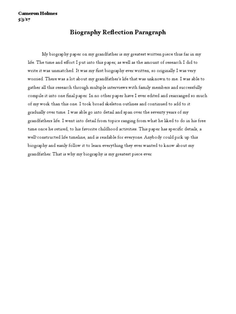 Bio Reflection Paragraph 2 | PDF | Language Arts & Discipline