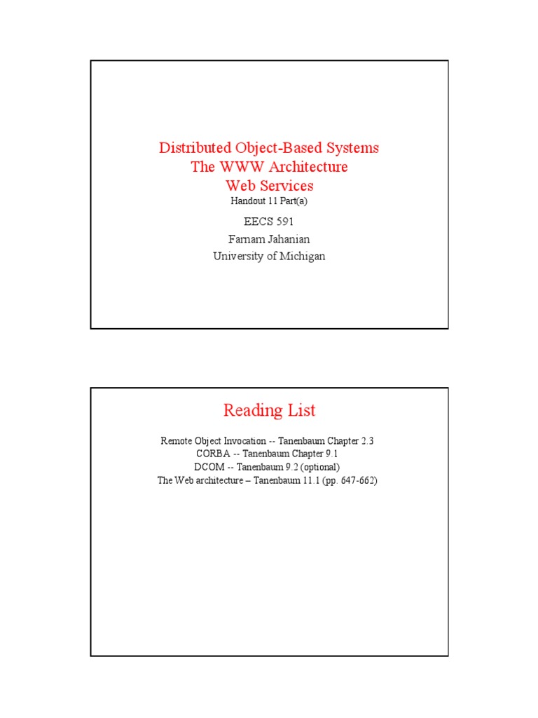 Distributed Object-Based Systems The WWW Architecture Web Services | PDF | Common Object Request ...