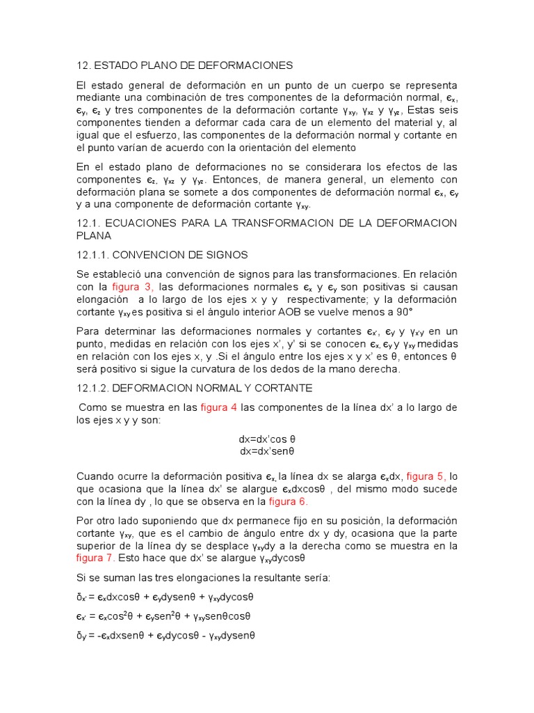 Estado Plano de Deformaciones | PDF | Deformación (ingeniería) | Física Aplicada e ...