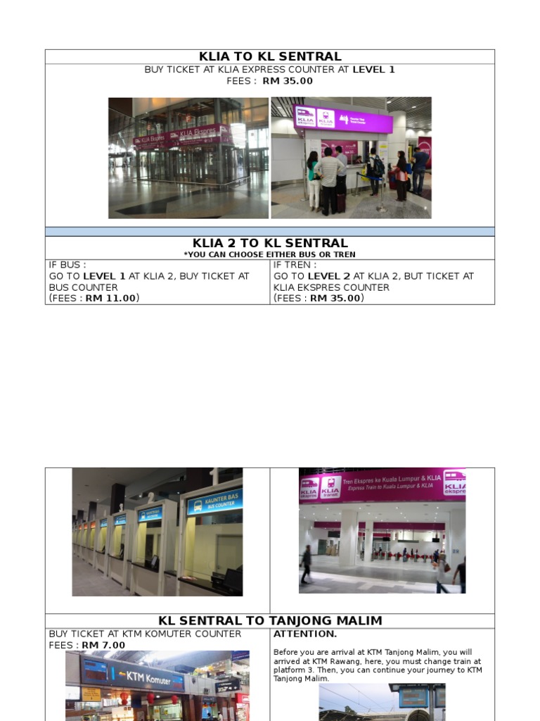 KLIA to KL Sentral Transport Guide | PDF