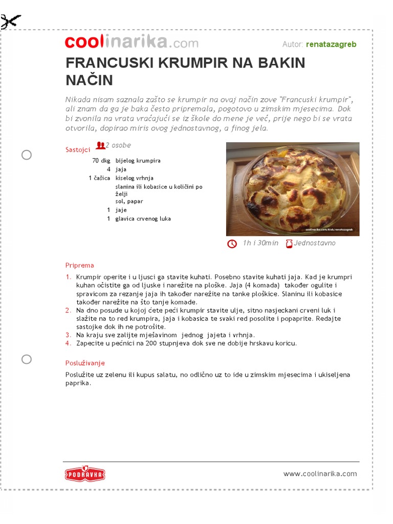 Francuski Krumpir Na Bakin Nacin PDF | PDF