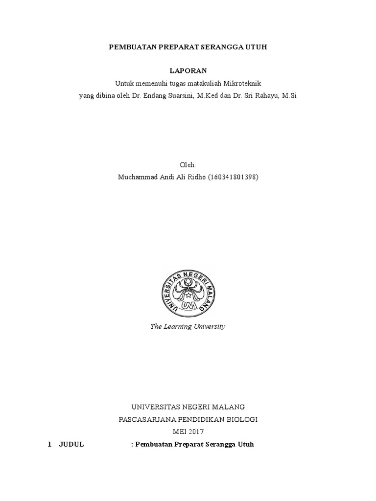 Pembuatan Preparat Serangga Utuh | PDF | Kajian Bahasa Asing | Sains & Matematika