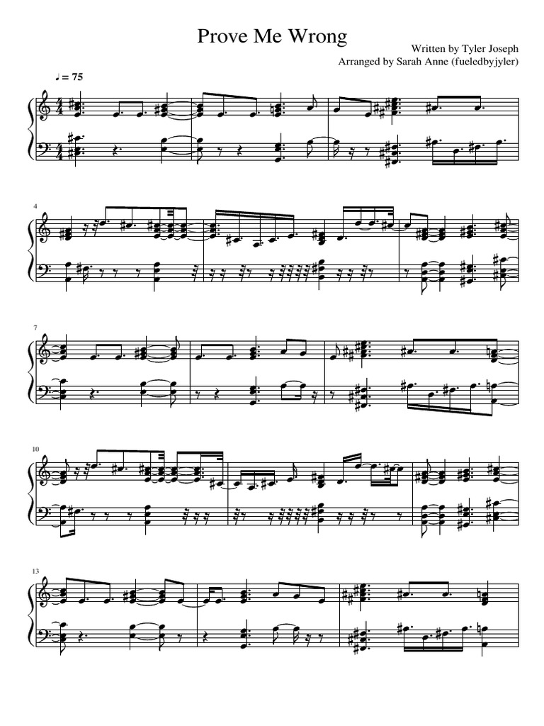Prove Me Wrong: Written by Tyler Joseph Arranged by Sarah Anne ...