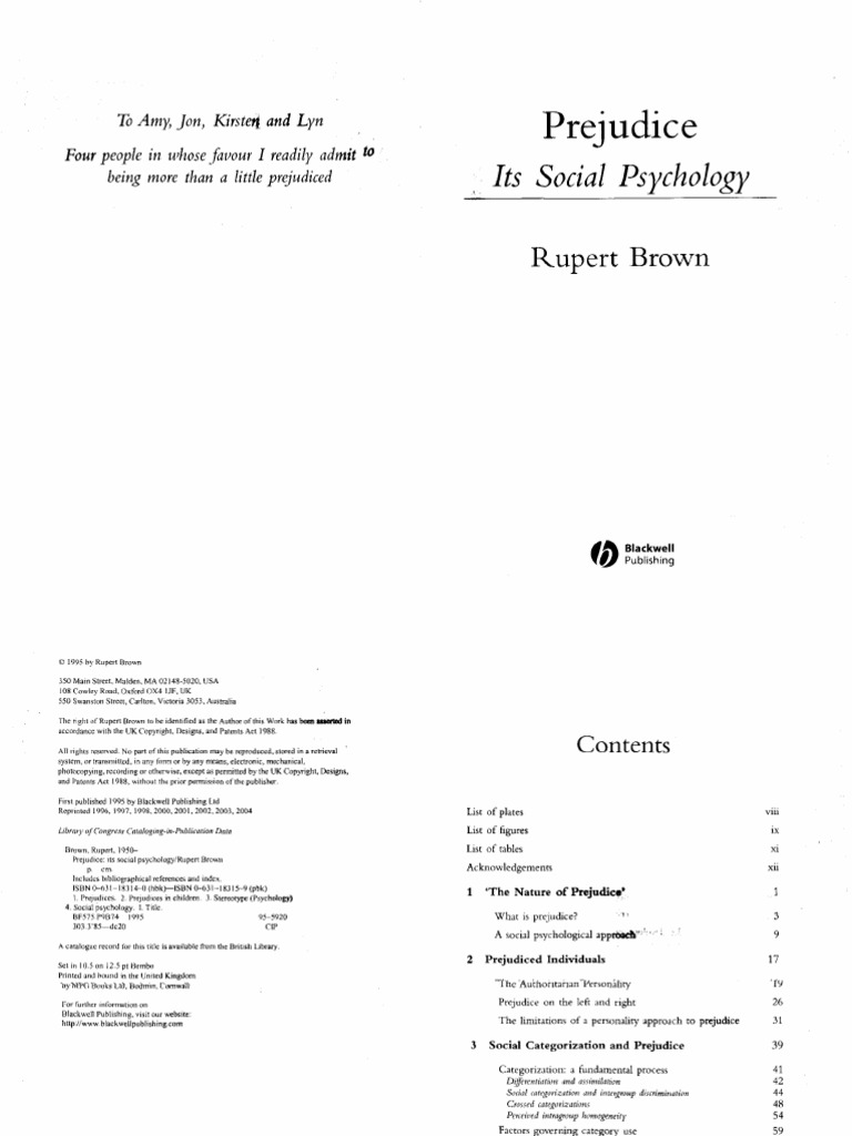 177 - Prejudice - Its Social Psychology | PDF | Stereotypes | Prejudices