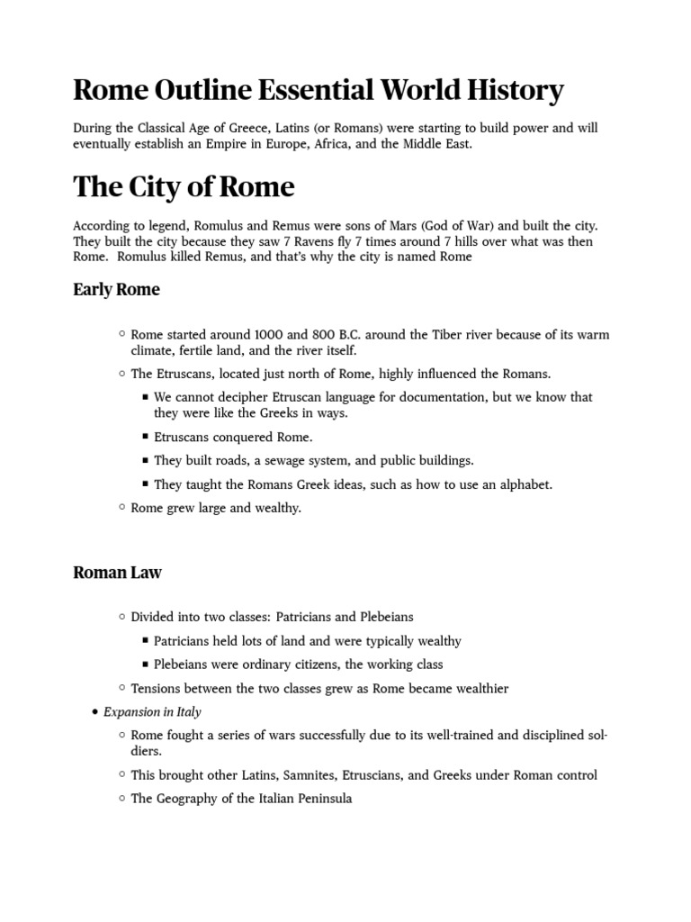 Rome Outline Essential World History | PDF | Julius Caesar | Ancient Rome
