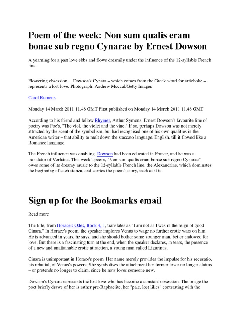 Ernest Dowson Cynara | PDF | Horace | Poetry