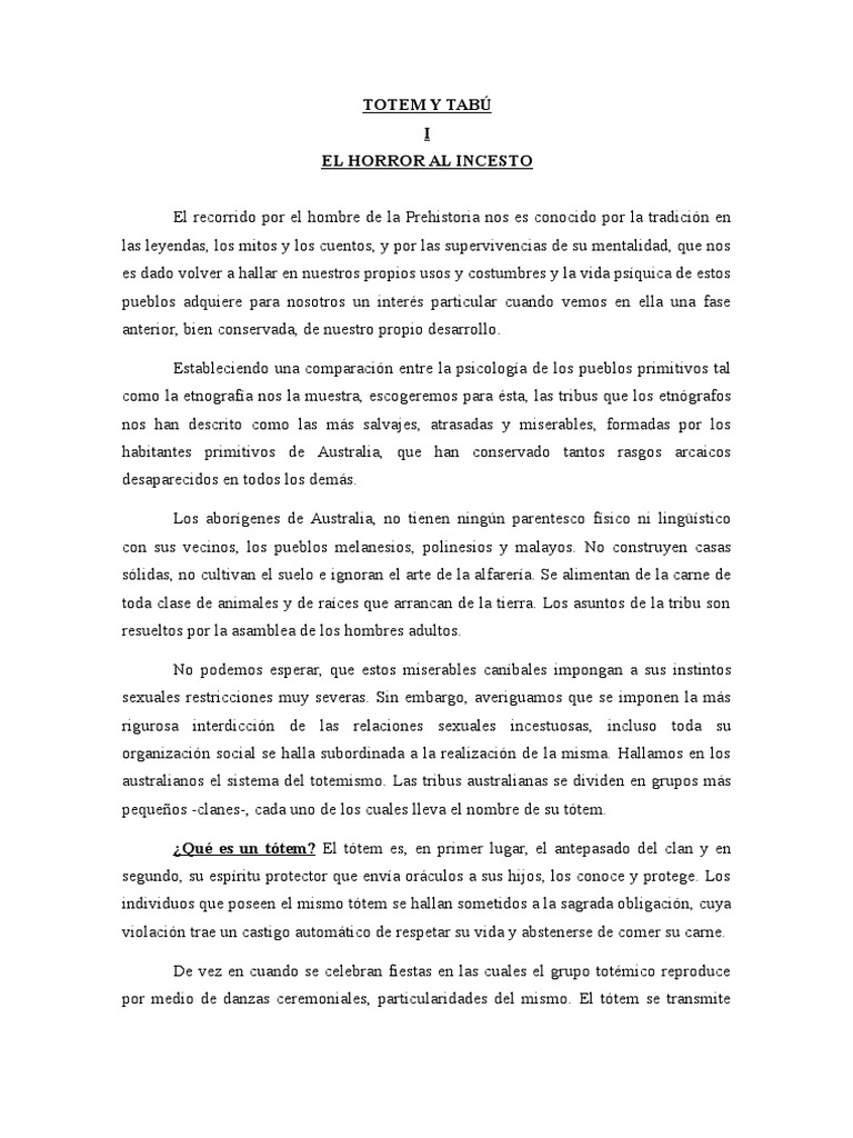 Horror al Incesto en Tribus Primitivas | PDF | Incesto | Complejo de Edipo