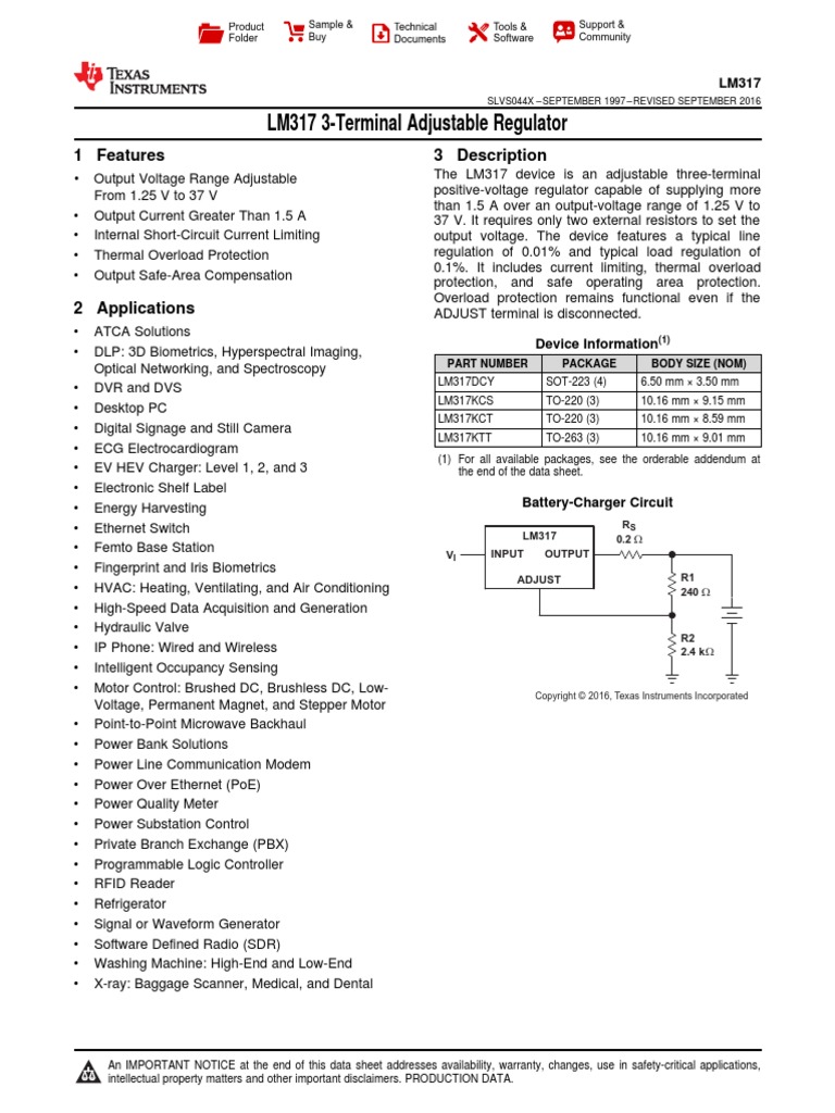 LM 317 | PDF | Electrostatic Discharge | Power Supply