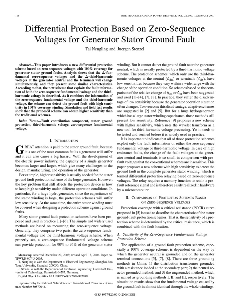 Differential Protection Based On Zero-Sequence | PDF | Relay | Electric ...