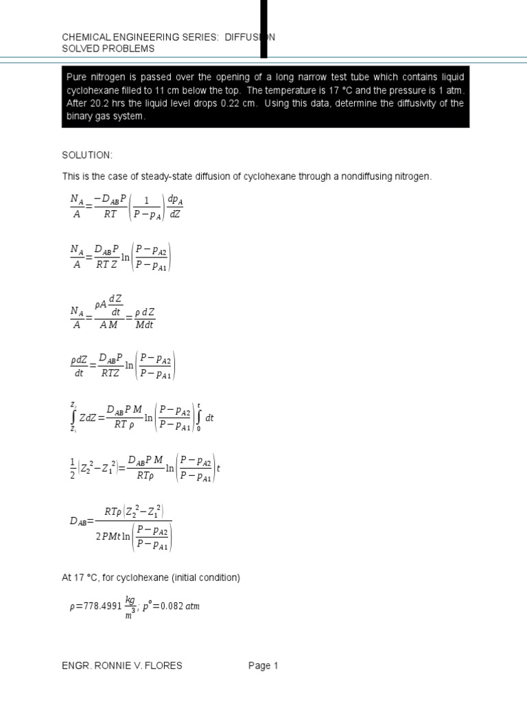 N A D P RT P P DP DZ: Chemical Engineering Series: Diffusion Solved Problems | Download Free PDF ...