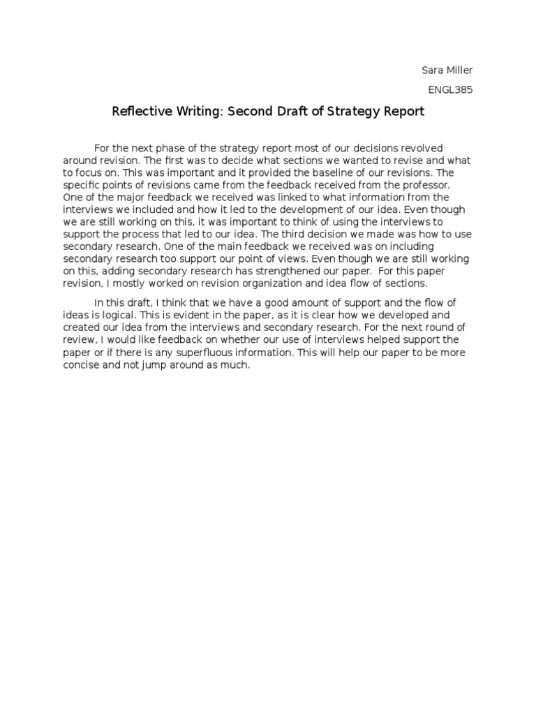Reflective Writing Second Draft of Strategy Report | PDF | Career ...