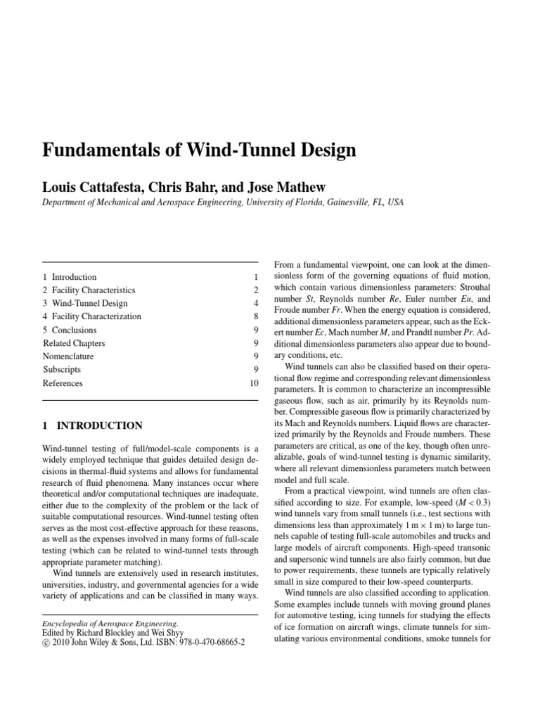 Wind Tunnel Design Fundamentals | PDF | Wind Tunnel | Fluid Dynamics