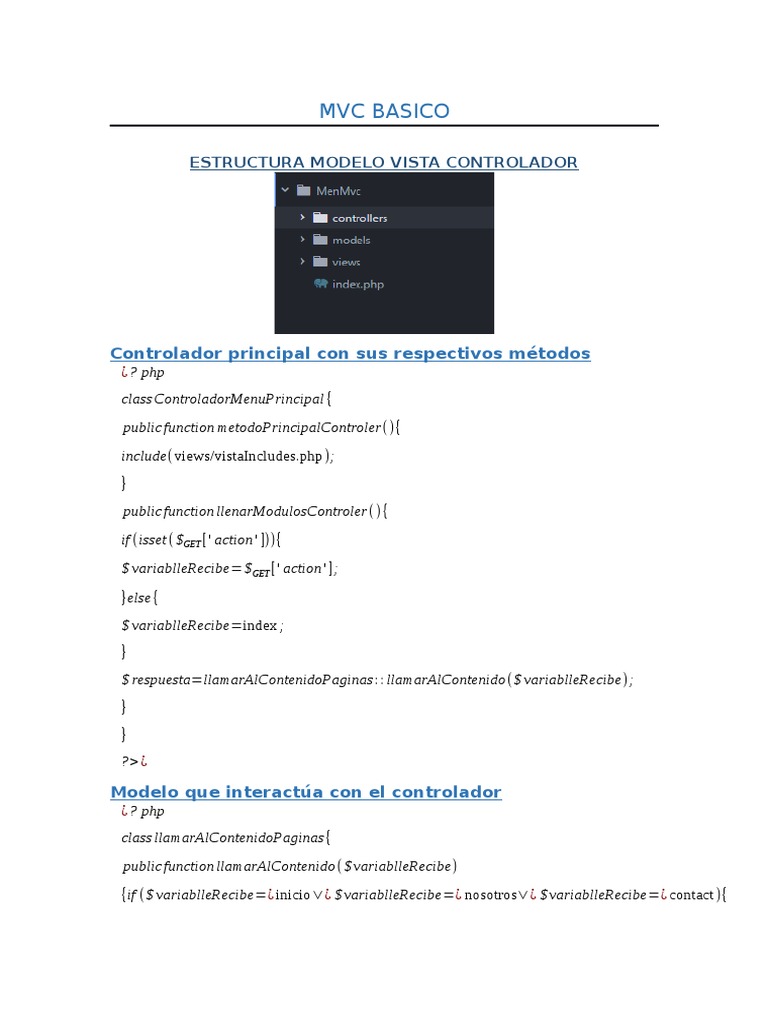 MVC Basico: Estructura Modelo Vista Controlador | PDF | Hypertext ...