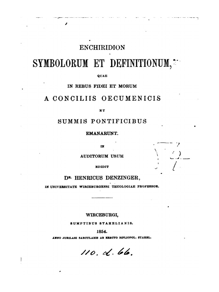 Denzinger, Henricus, Enchiridion Symbolorum Et Definitionum ...