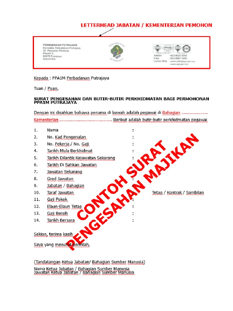 Contoh Surat Pengesahan Majikan2 | PDF
