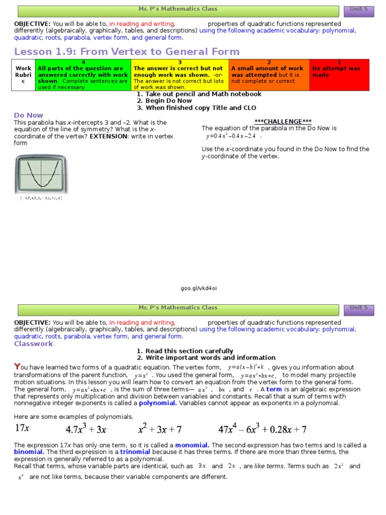 Comparing Quadratic Functions Forms | PDF | Quadratic Equation | Polynomial