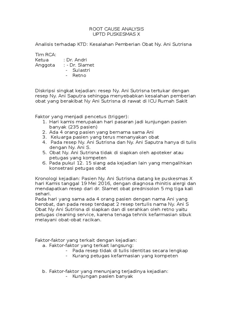 Contoh Form Fmea Dan Rca | PDF